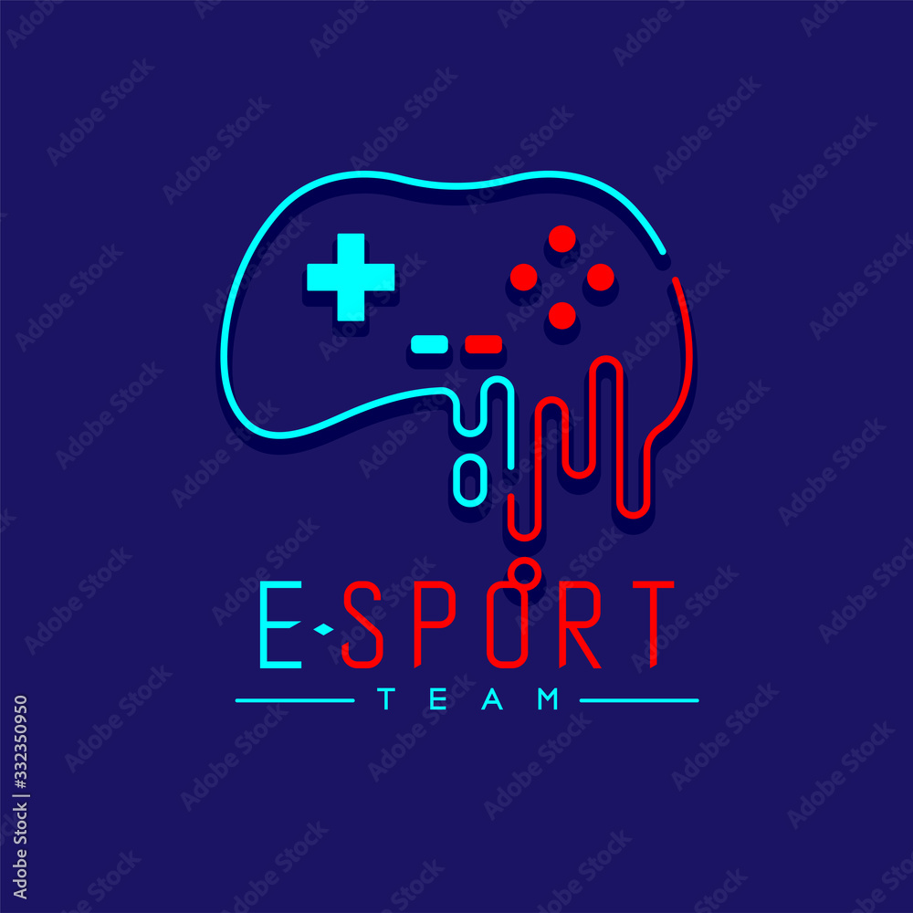 Esport logo icon outline stroke, retro Joypad or Controller gaming gear ...