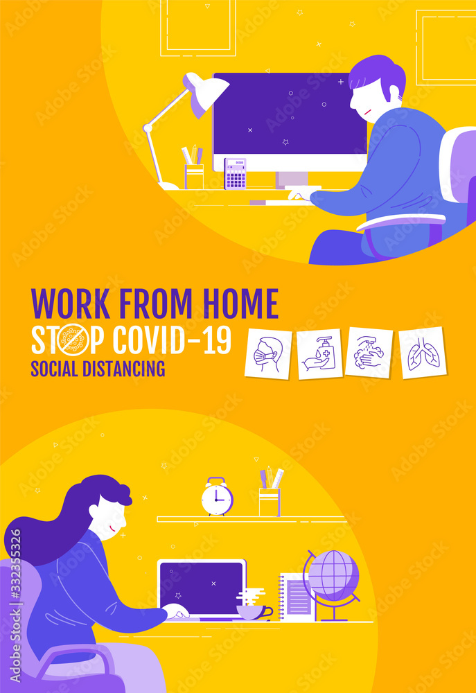 Work from home, Social Distancing concept , Stop Covid-19, People ...