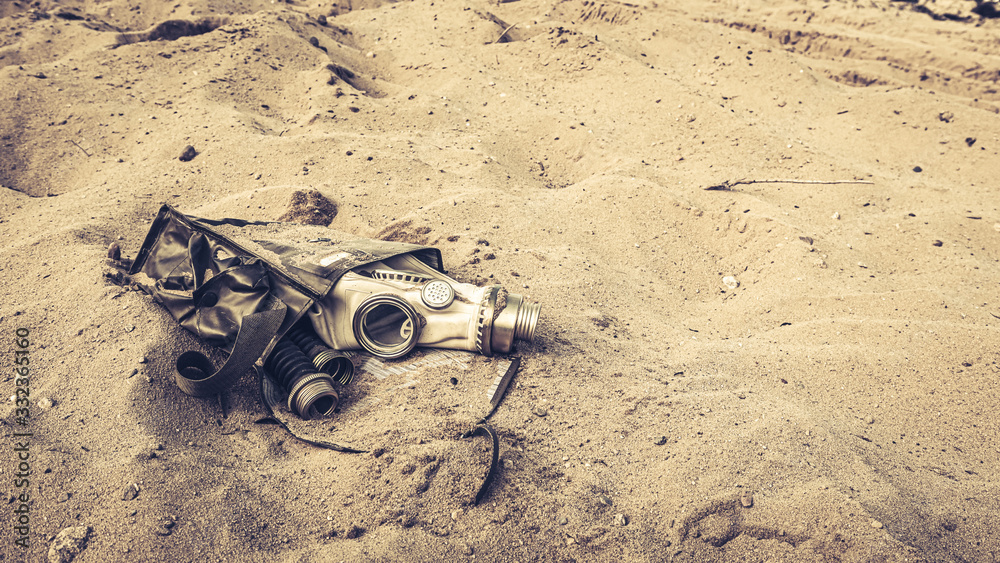 Contaminated gas mask in danger and polluted area Stock Photo | Adobe Stock