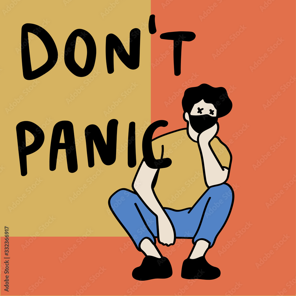 Don't panic, Stay home, stay safe poster design vector. Cute Lettering ...