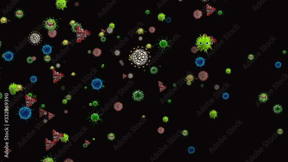 Medical illustration 2d, 3d animation background of cells, bacteria ...