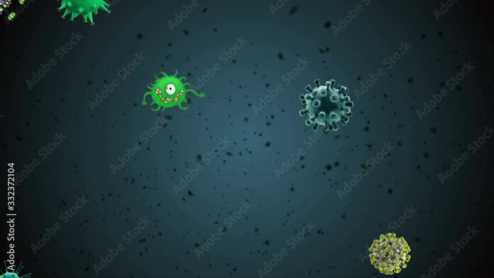 Medical illustration 2d, 3d animation background of cells, bacteria ...