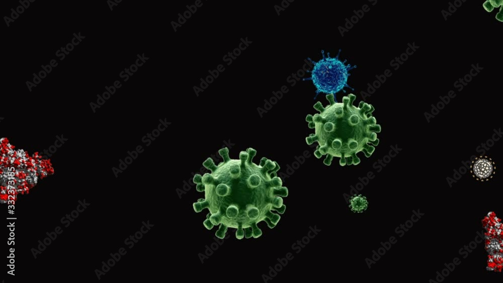 Medical illustration 2d, 3d animation background of cells, bacteria ...