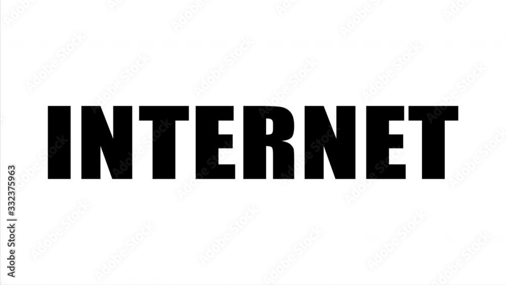 The word internet on a black and white background. On a black ...