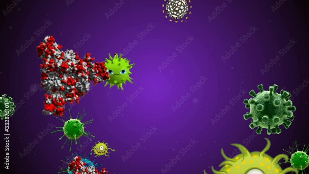 Medical illustration 2d, 3d animation background of cells, bacteria ...
