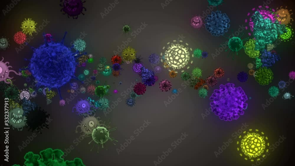 Medical illustration 2d, 3d animation background of cells, bacteria ...