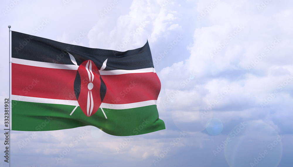 Waving flags of the world - flag of Kenya. 3D illustration. Stock ...