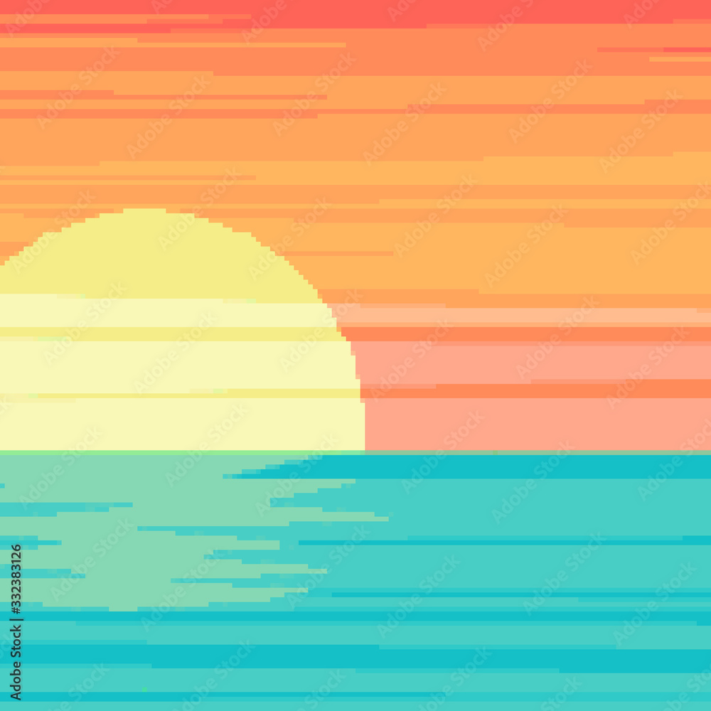 Pixel background for summer vacation.Summer beach game background ...