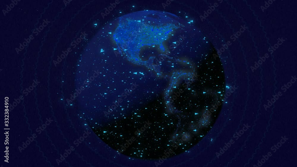 Planet earth view from space with radio waves Stock ビデオ | Adobe Stock