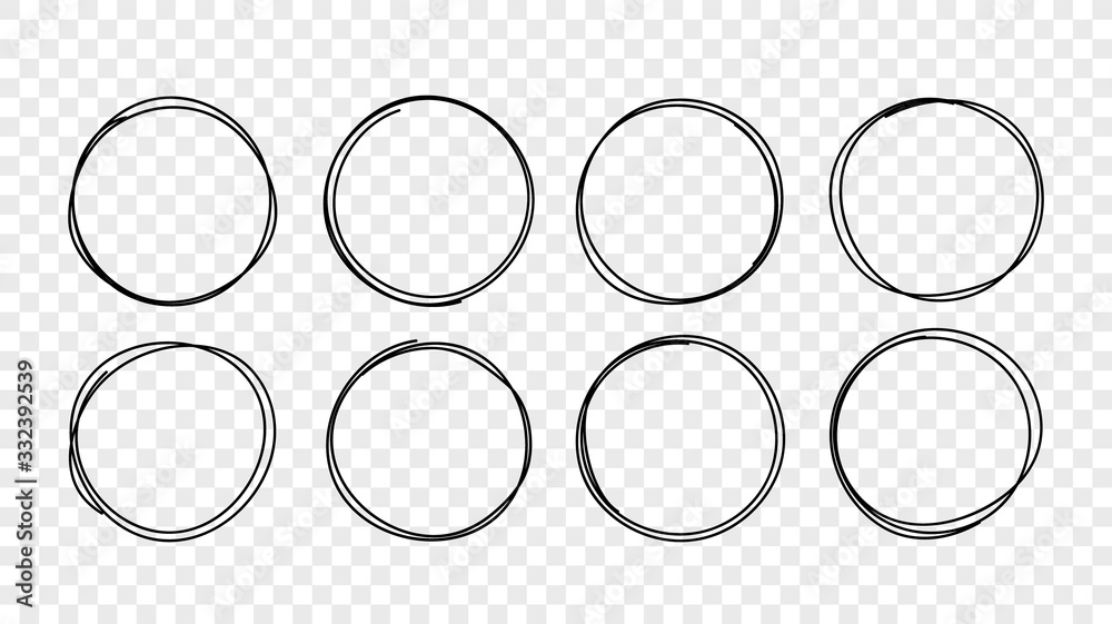 Vector hand drawn circle line sketch frames set Stock Vector | Adobe Stock