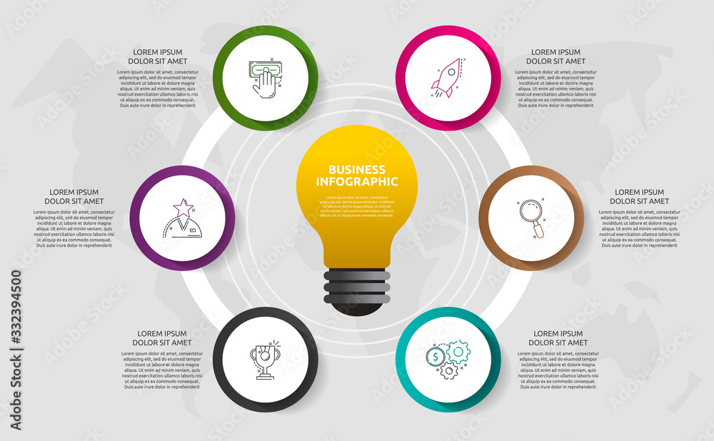 Vetor de Modern vector light bulb infographics. Business template with ...