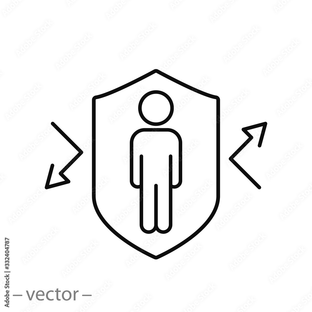 human immune from flu germ icon, man protection against the virus ...