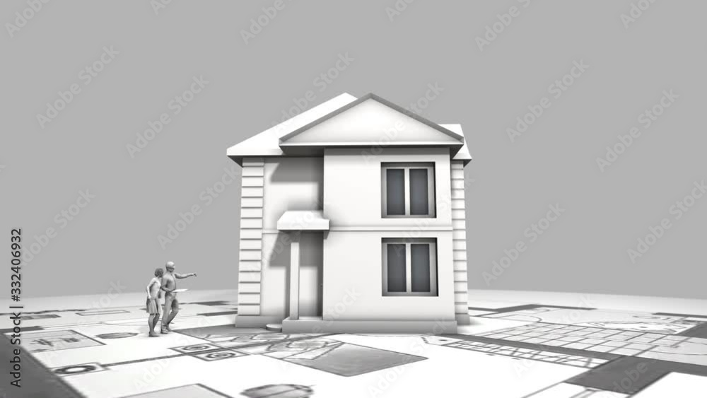 Building a house with a hip roof. Time-lapse 3d animation of house ...