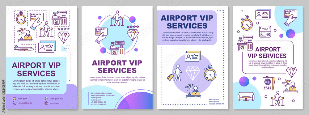 Airport VIP services brochure template. Luxurious, first class travel ...