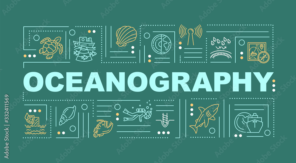 Oceanography word concepts banner. Underwater environment. Oceanology ...
