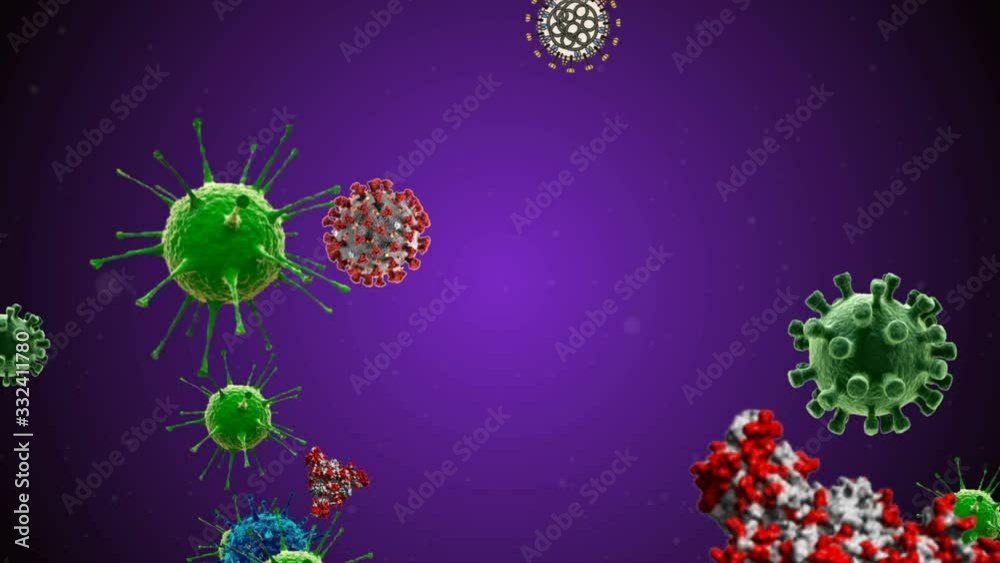 Medical illustration 2d, 3d animation background of cells, bacteria ...