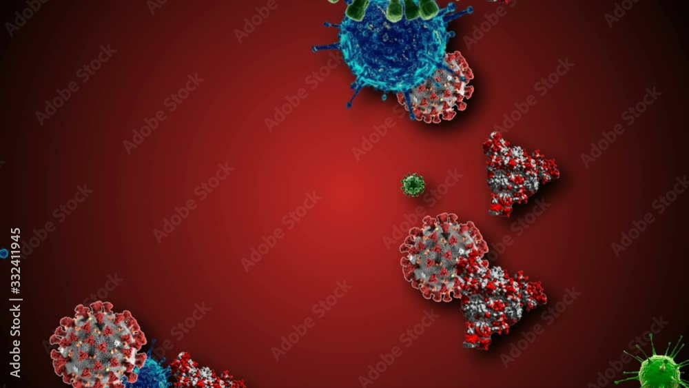 Medical illustration 2d, 3d animation background of cells, bacteria ...