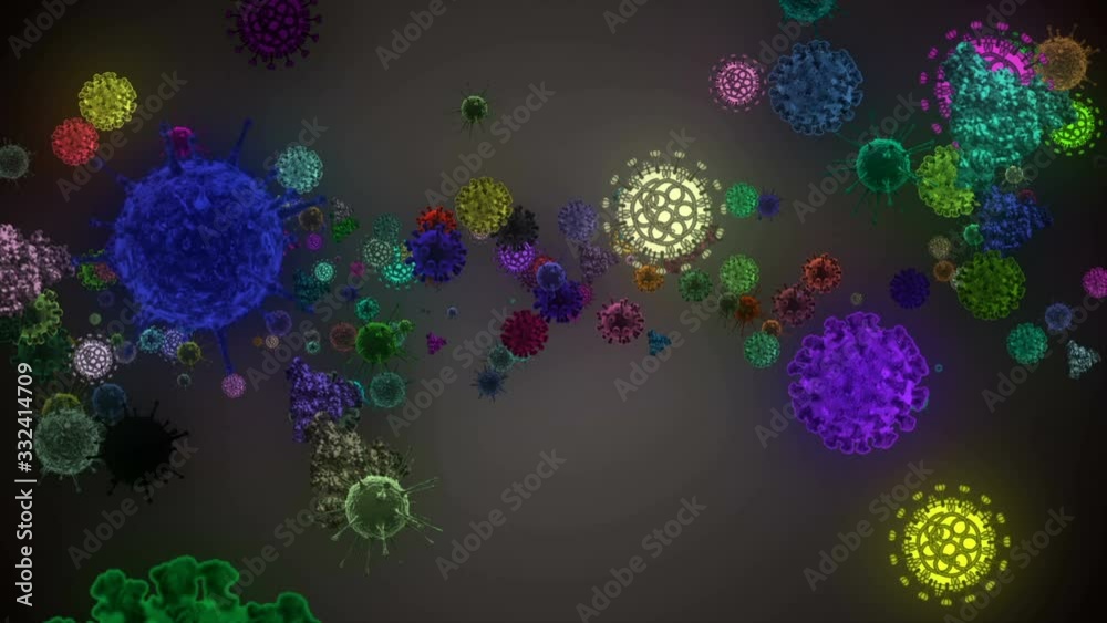 Medical illustration 2d, 3d animation background of cells, bacteria ...