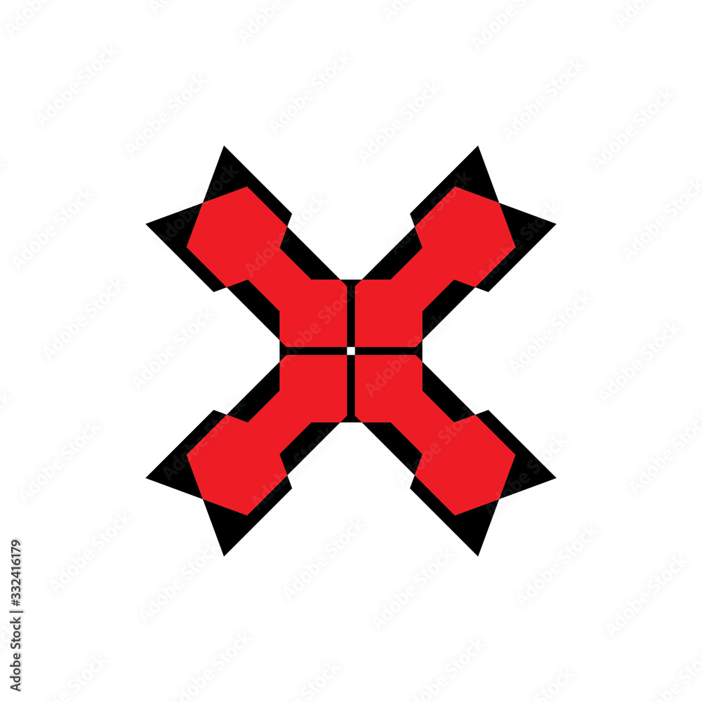 X letter with Four Arrow logo design vector Stock Vector | Adobe Stock