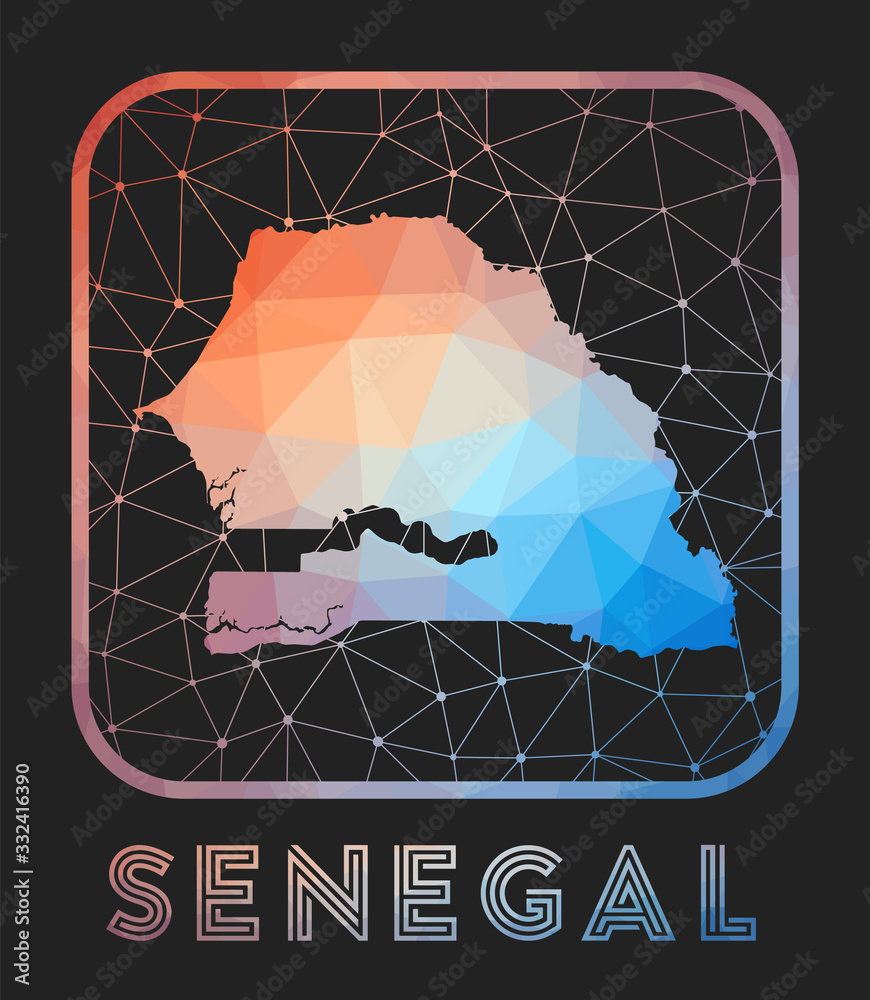 Senegal map design. Vector low poly map of the country. Senegal icon in ...