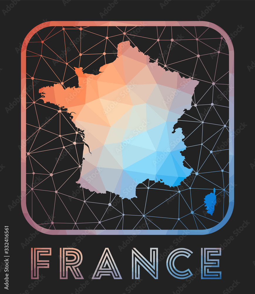 France map design. Vector low poly map of the country. France icon in ...