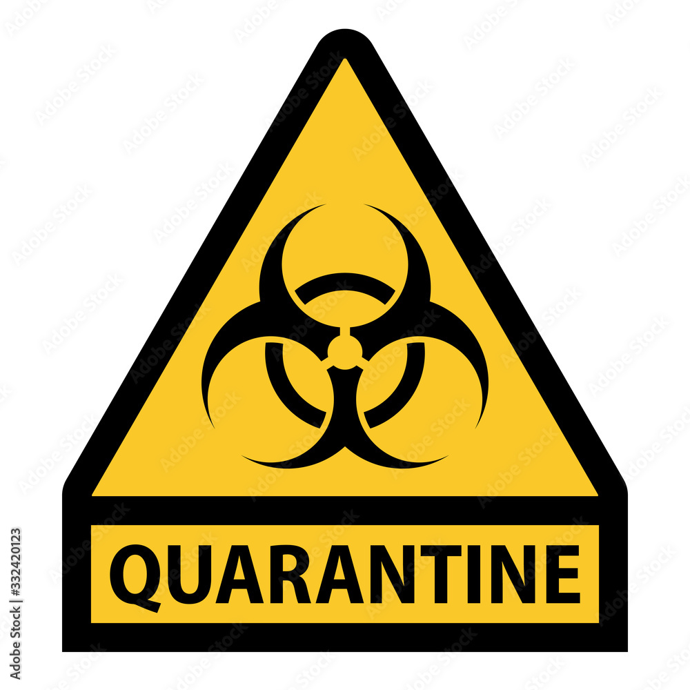 Quarantine biohazard warning sign triangular yellow black Stock Vector ...