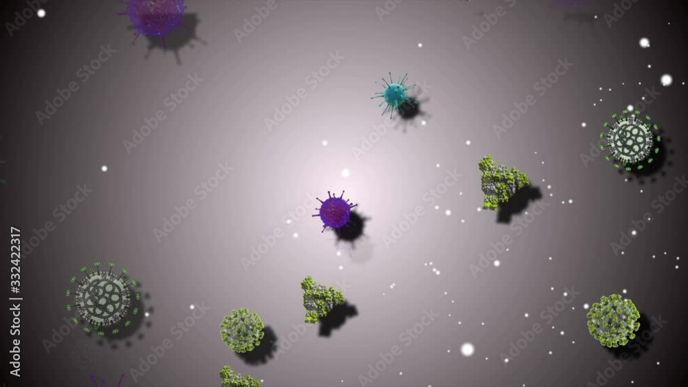 Medical illustration 2d, 3d animation background of cells, bacteria ...