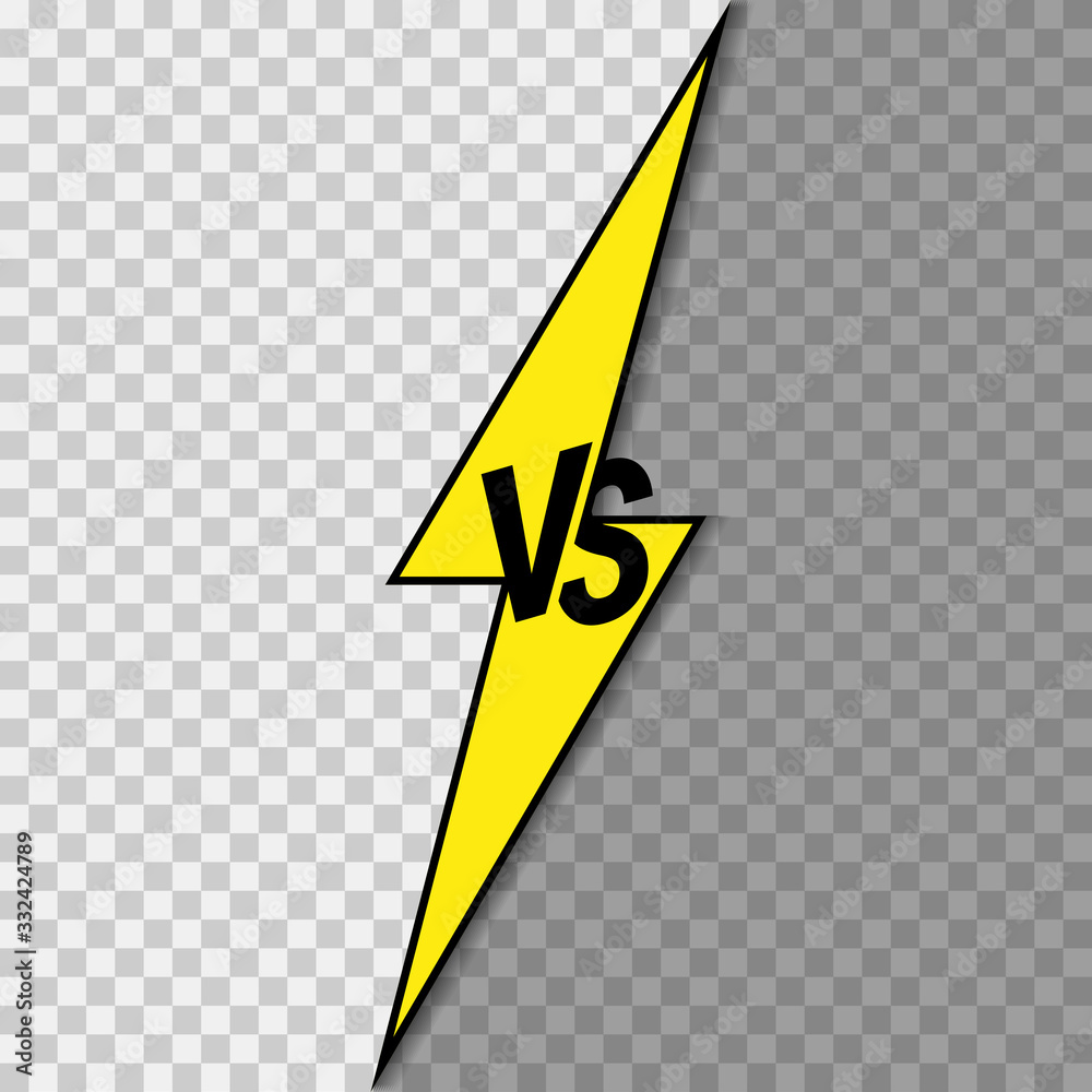 Versus VS yellow lightning symbol template. Transparent background ...