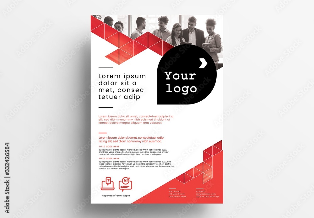 Simple Red and White Business Poster Flyer Layout Stock Template ...