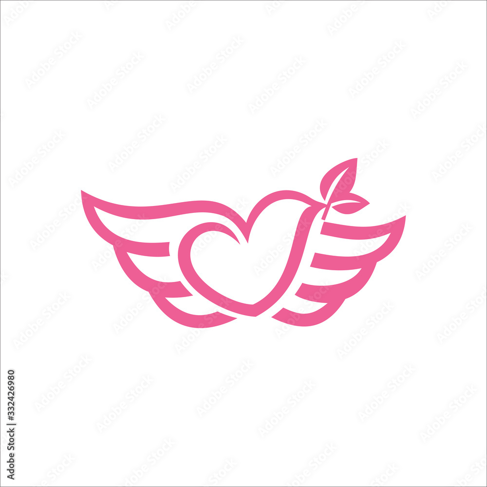 Dove with Heart Wings Logo Vector Design Stock Vector | Adobe Stock