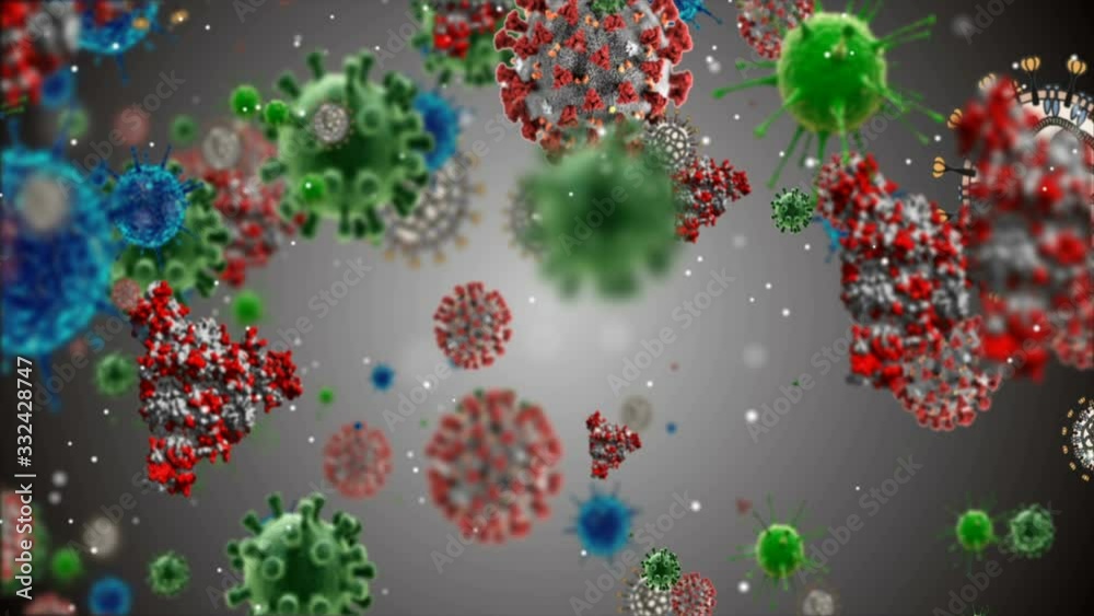 Medical illustration 2d, 3d animation background of cells, bacteria ...