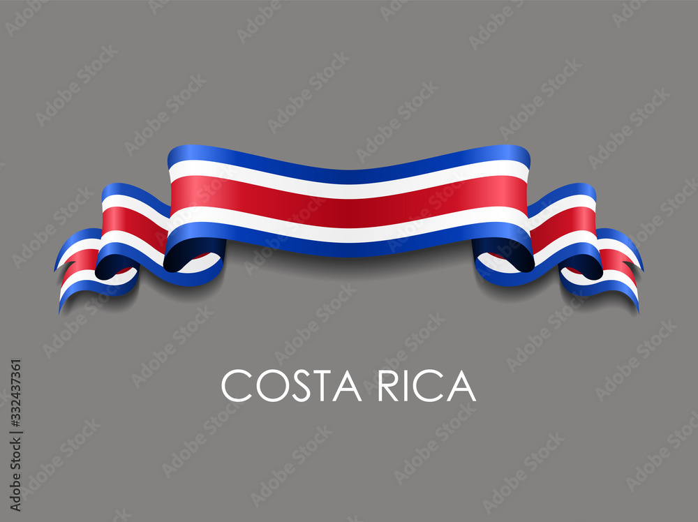 Costa Rican flag wavy ribbon background. Vector illustration. Stock ...