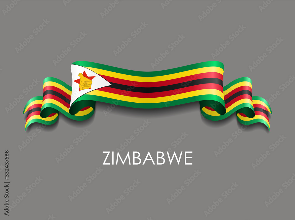 Zimbabwean flag wavy ribbon background. Vector illustration. Stock ...