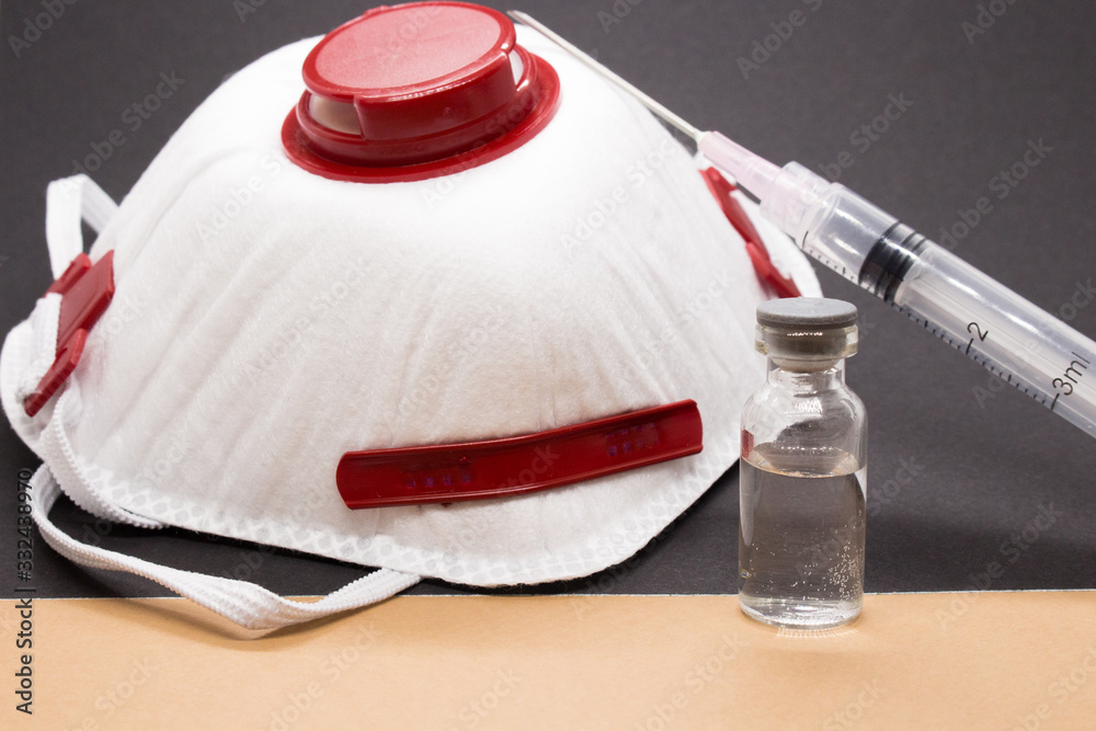 Coronavirus prevention medical surgical face masks macro shot. Cannula ...