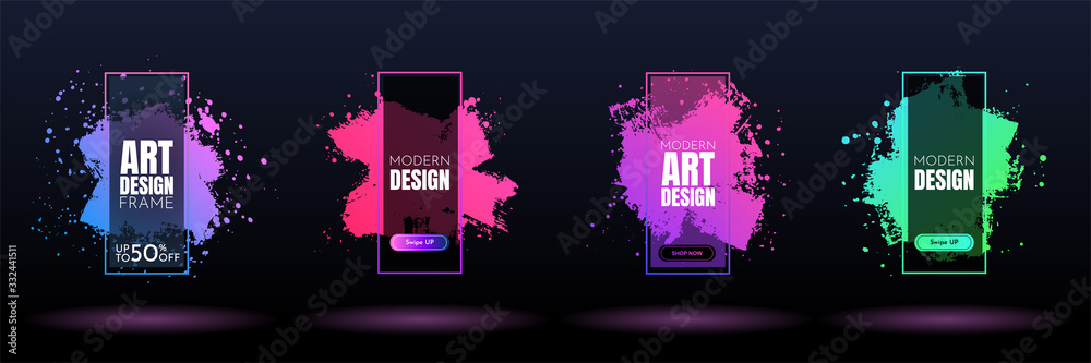 Vector frame for text. Modern Art graphics. Dynamic frame stylish ...