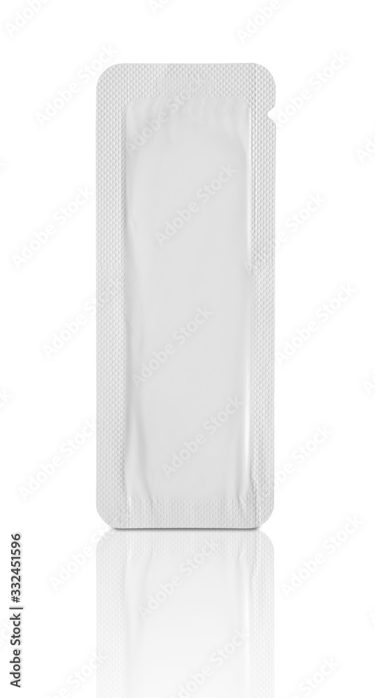 Blank white sachet packaging for food cosmetic and medicine isolated on ...
