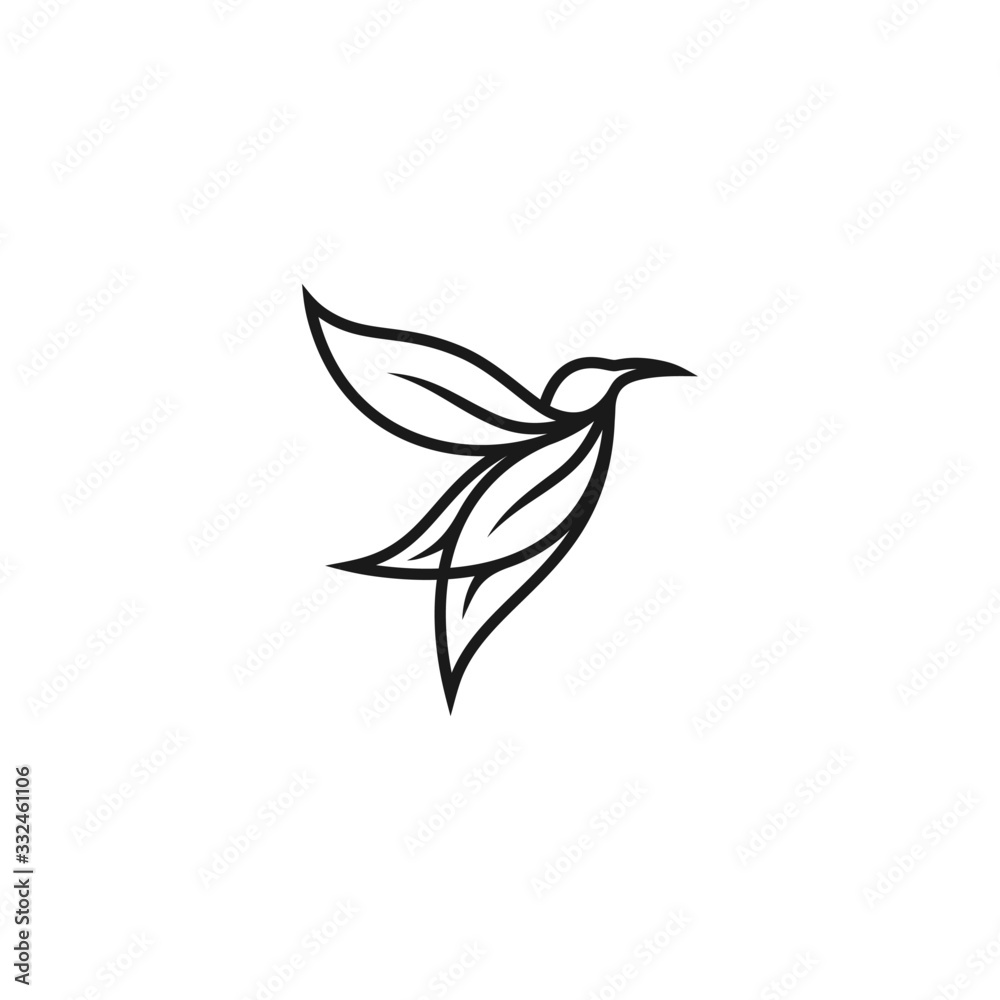 bird leaf logo vector icon template download line art outline Falcon ...