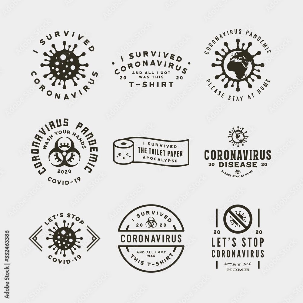coronavirus pandemic badges. health and medical vector illustration. t ...