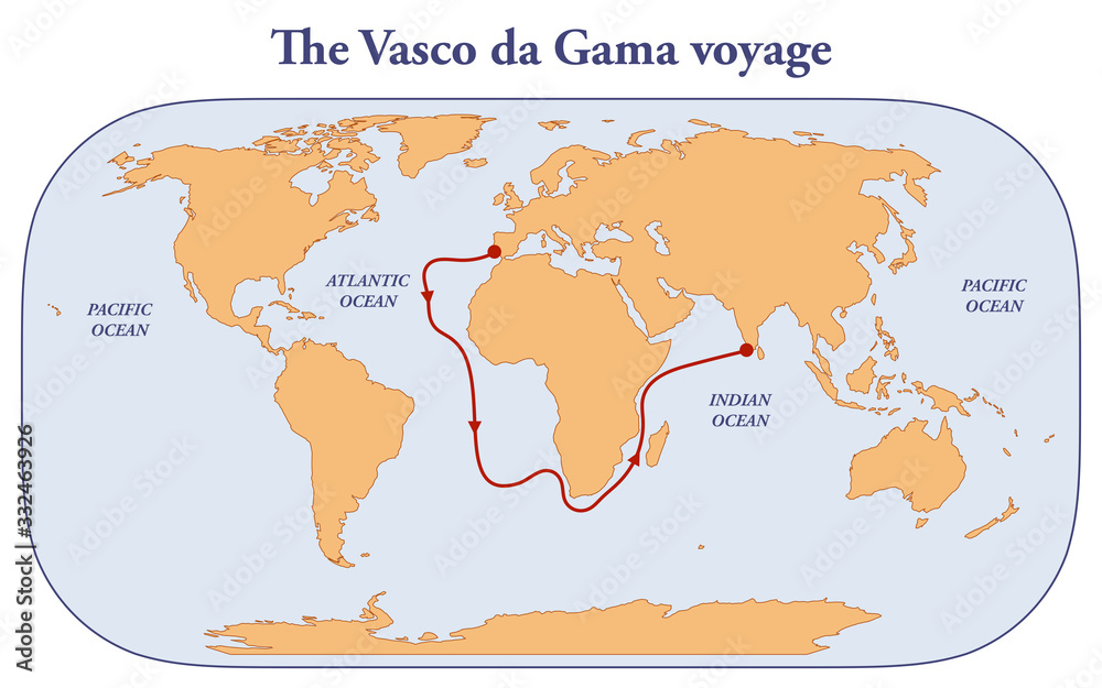 The route of the Vasco da Gama expedition Stock Illustration | Adobe Stock