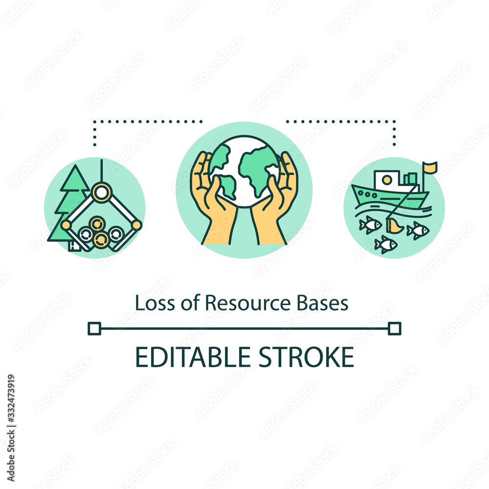 Loss of resource bases concept icon. Overconsumption results idea thin ...