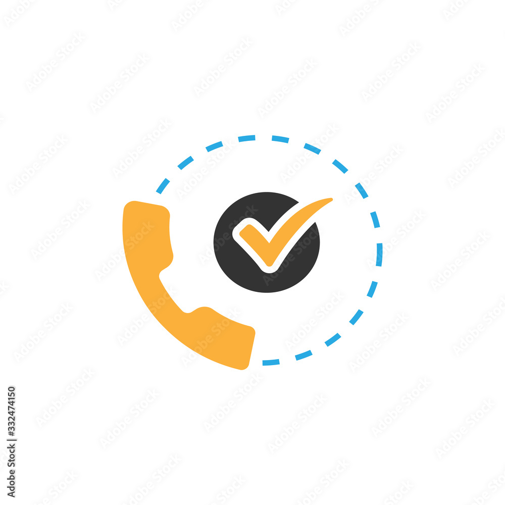 Phone call icon, technology icon with check sign. Phone call icon and ...