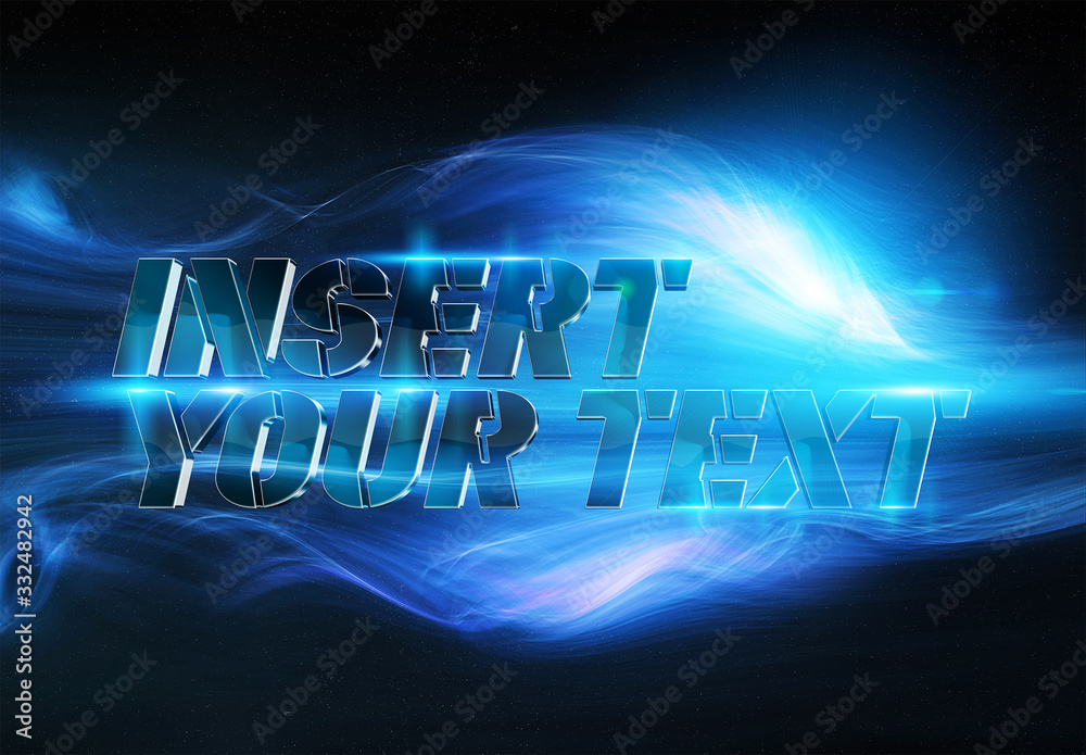 Metallic Blue 3D Text Effect with Blue Smoke Elements Stock Template ...