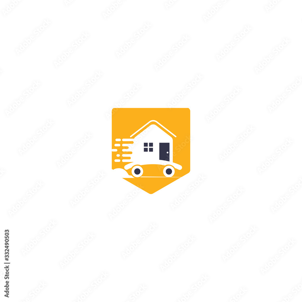 House moving company logo design. Home logo with moving symbols. Stock ...