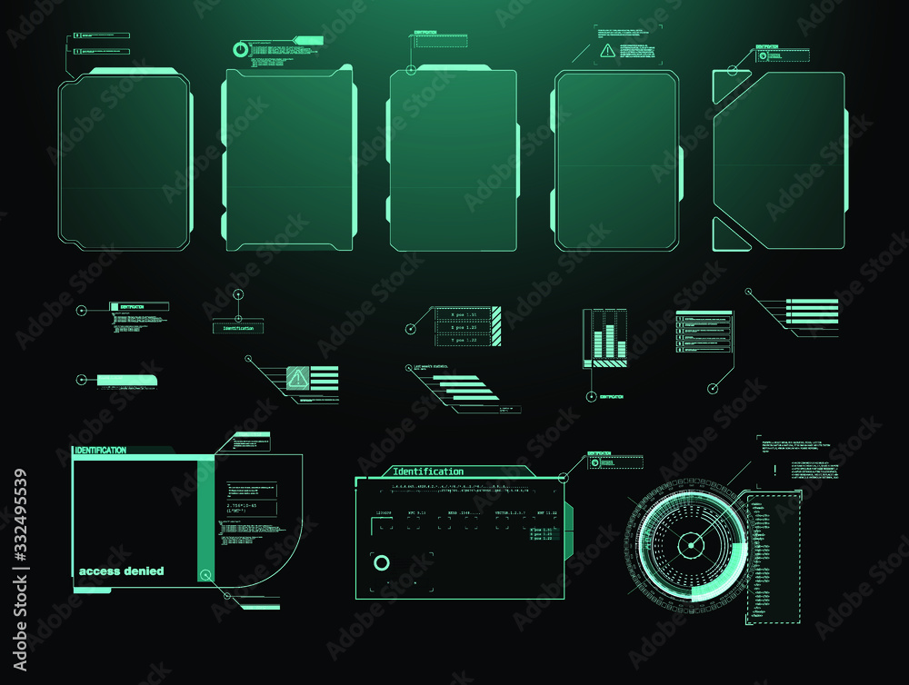 Futuristic Vector HUD Interface Screen Design. Digital callouts titles ...