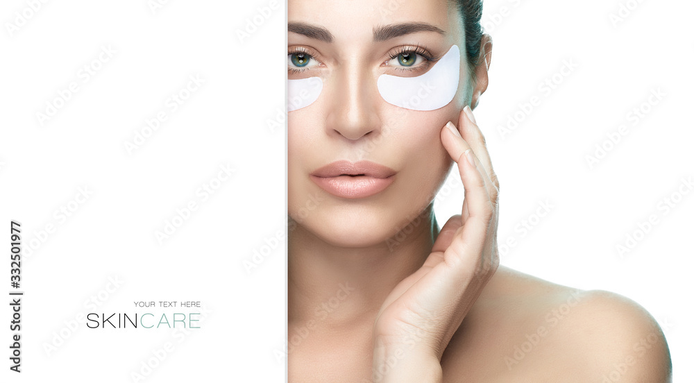 Eye skin care concept. Spa woman with under eye patches, beauty model ...