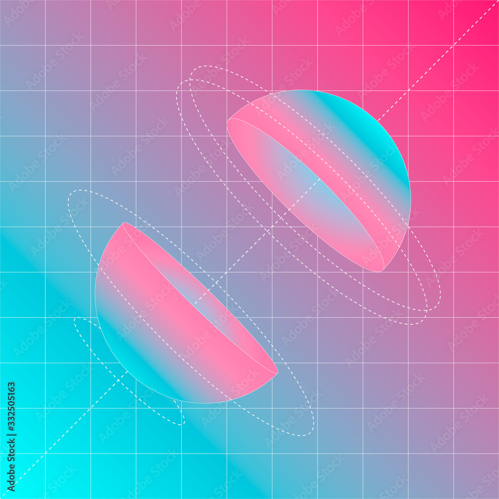 Gradient sphere on light background with laser grid. Divided sphere on ...