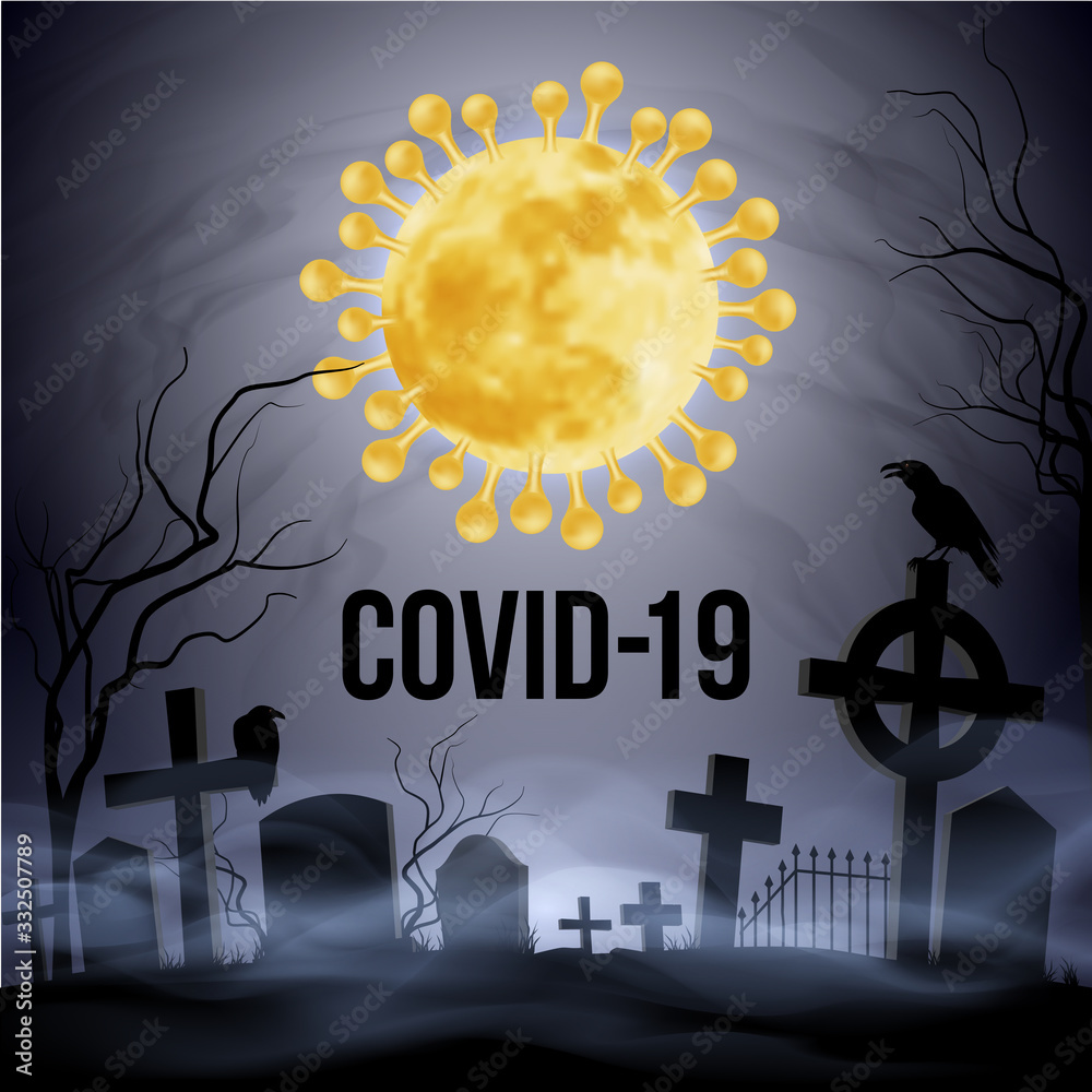 Concept Illustration of Graveyard and Coronavirus Epidemic COVID-19 ...