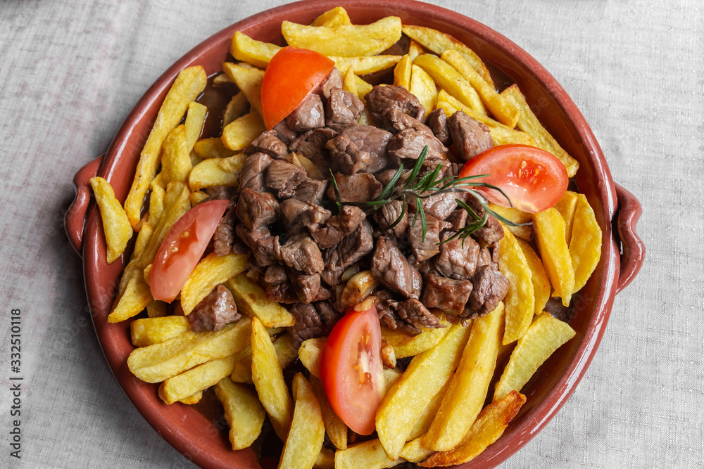 Traditional dish of Madeira island, called “Picado” or “Picadinho ...