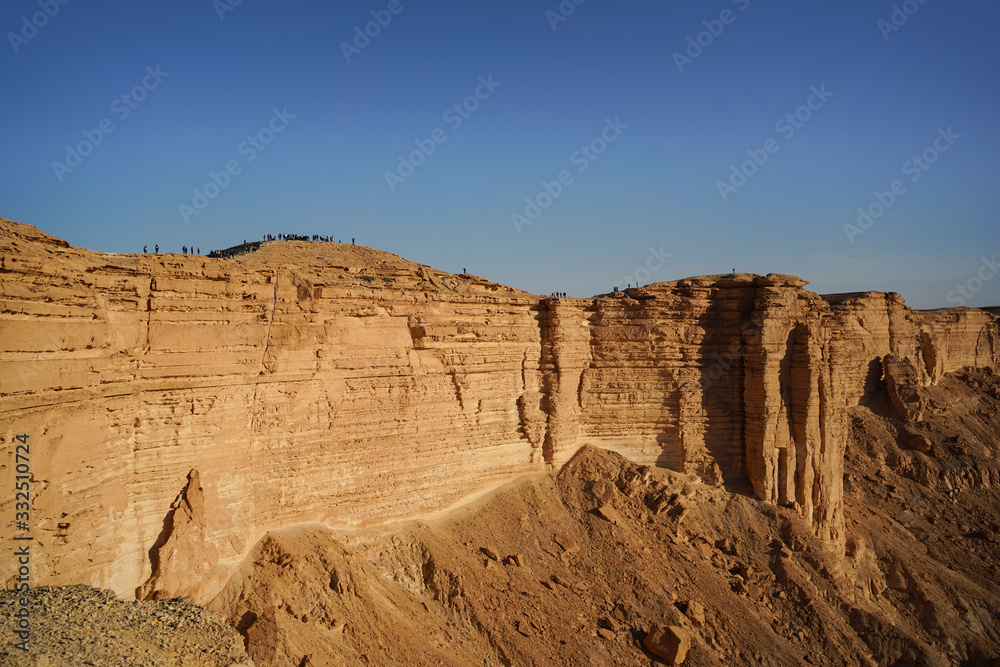 From above picturesque scenery of majestic range of cliffs in desert ...