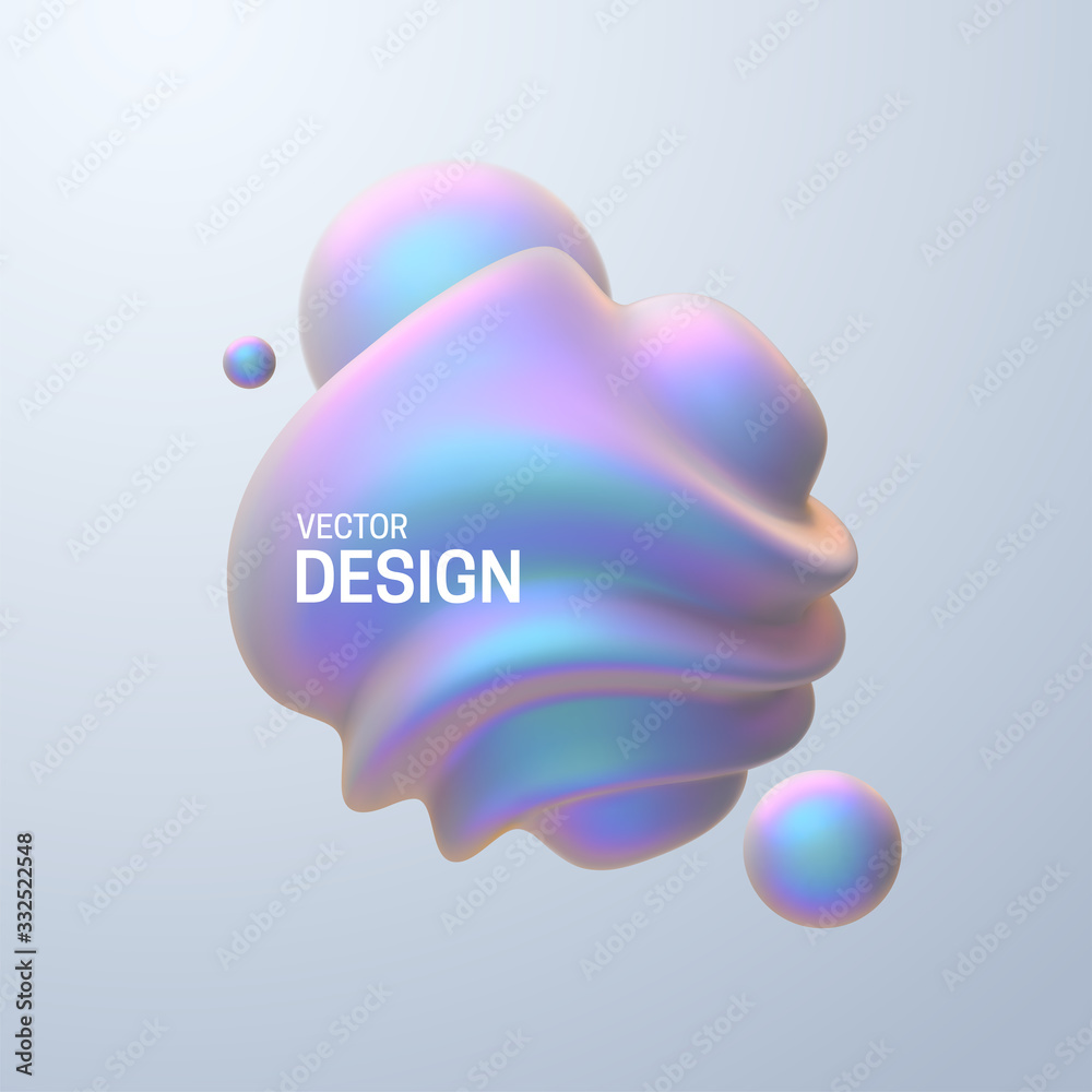 Abstract composition with 3d spherical shapes. Pearlescent bubbles ...